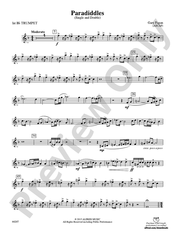 Paradiddles: 1st B-flat Trumpet: 1st B-flat Trumpet Part - Digital Sheet Music Download