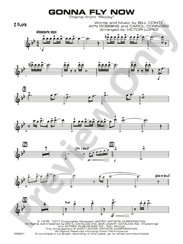 Gonna Fly Now: Flute: Flute Part - Digital Sheet Music Download