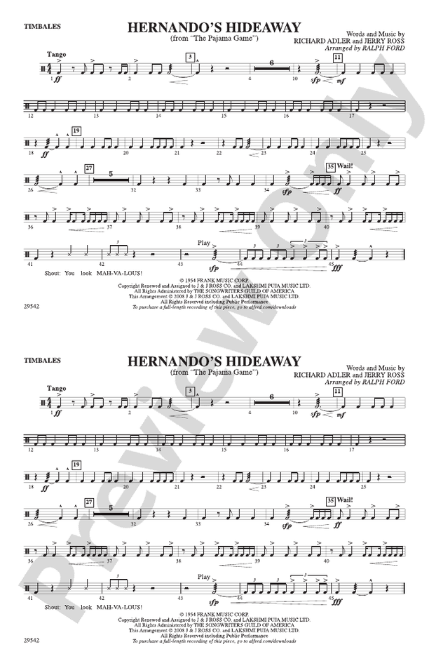 Hernando's Hideaway: Auxiliary Percussion 2: Auxiliary Percussion 2 Part - Digital Sheet Music ...