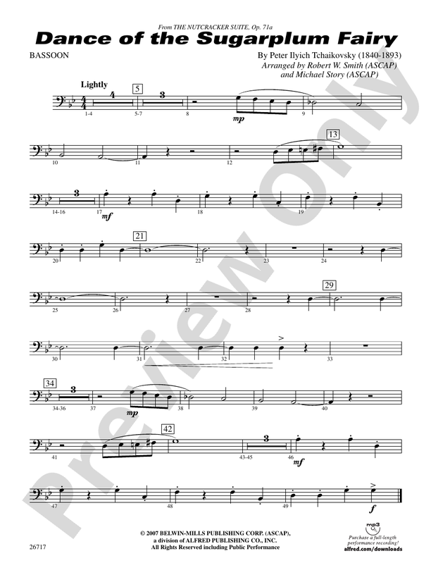 Dance of the Sugar Plum Fairy: Bassoon: Bassoon Part - Digital Sheet ...