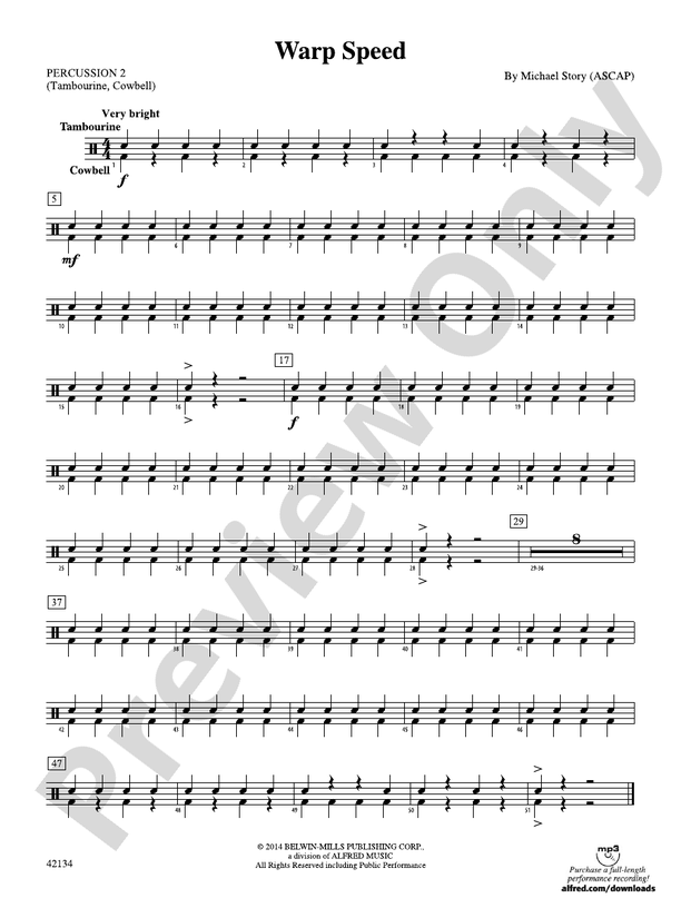 Warp Speed: 2nd Percussion: 2nd Percussion Part - Digital Sheet Music ...