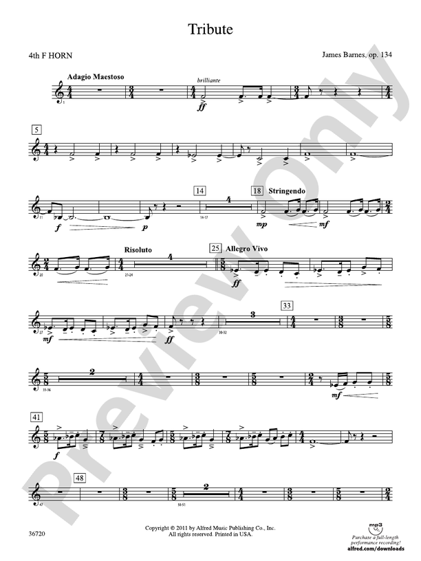 Tribute: 4th F Horn: 4th F Horn Part - Digital Sheet Music Download