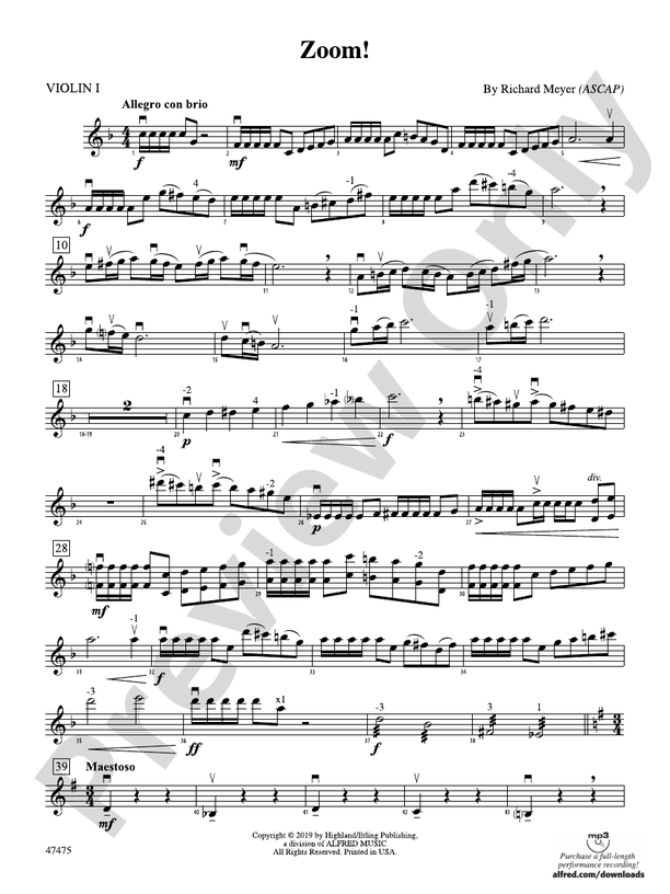 Zoom!: 1st Violin: 1st Violin Part - Digital Sheet Music Download