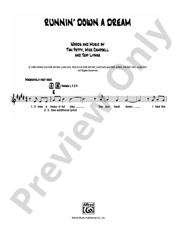 Runnin' Down A Dream: Lead Sheet: Tom Petty And The Heartbreakers ...