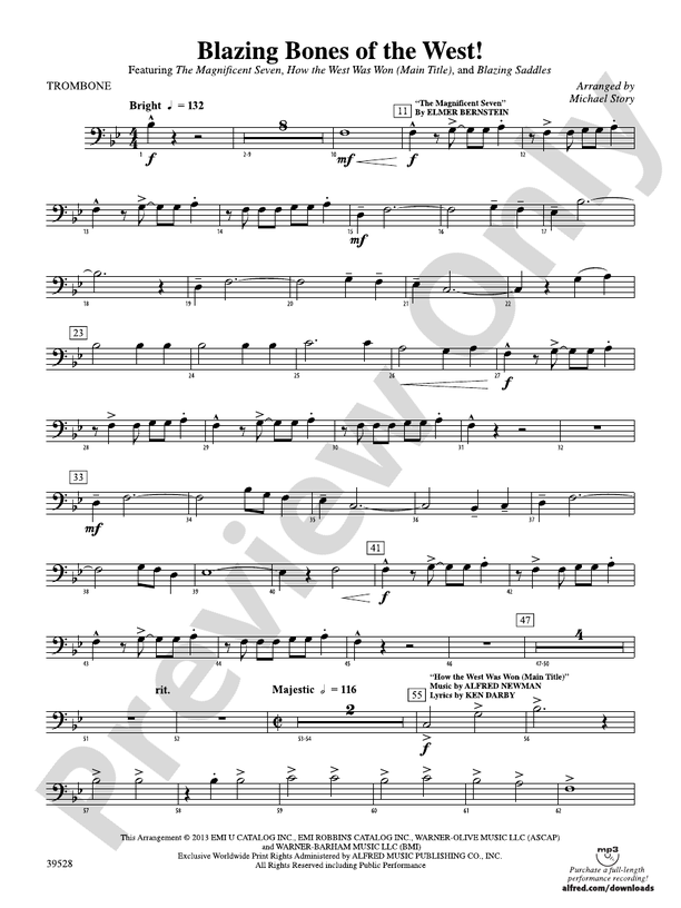 Blazing Bones of the West!: 1st Trombone: 1st Trombone Part - Digital ...