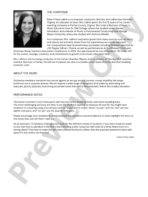 I Spy: String Orchestra Conductor Score & Parts: Katie O'Hara LaBrie ...