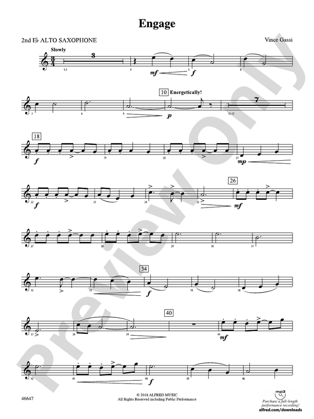 Engage: 2nd E-flat Alto Saxophone: 2nd E-flat Alto Saxophone Part - Digital Sheet Music Download