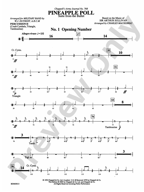 Pineapple Poll (Suite from the Ballet): 2nd Percussion: 2nd Percussion ...