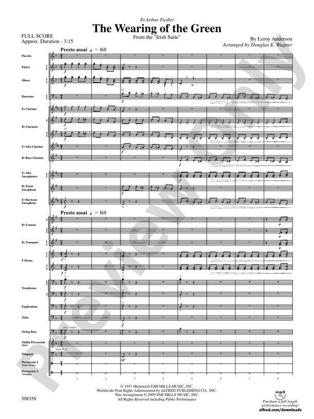 The Wearing of the Green (from the Irish Suite): Score: Concert Band ...
