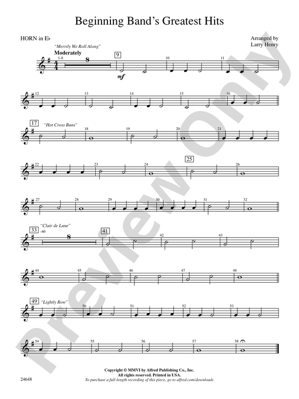 Beginning Band's Greatest Hits: (wp) 1st Horn in E-flat: (wp) 1st Horn ...