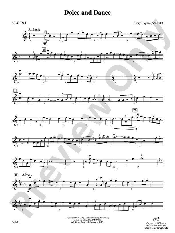 Dolce and Dance: 1st Violin: 1st Violin Part - Digital Sheet Music Download