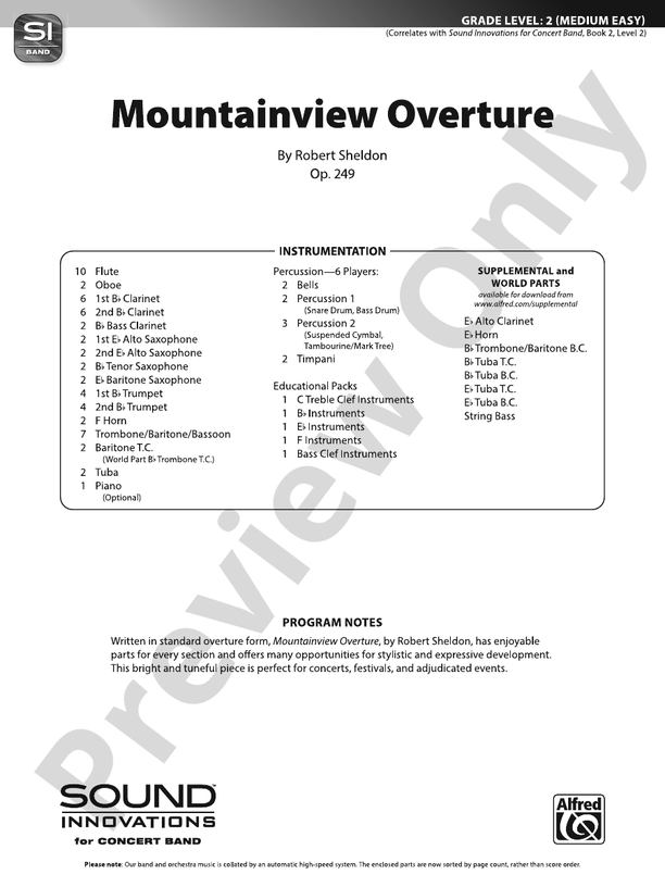 Mountainview Overture: Score: Concert Band Score - Digital Sheet Music ...