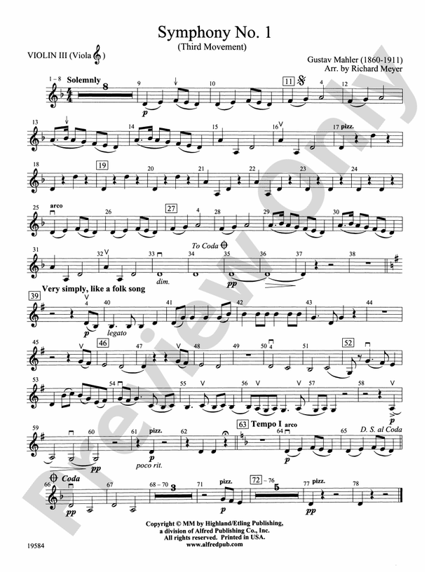 Symphony No. 1, 3rd Movement: 3rd Violin (Viola [TC]): 3rd Violin ...