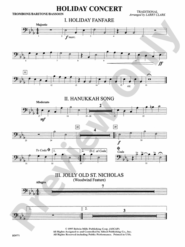 Holiday Concert: 1st Trombone: 1st Trombone Part - Digital Sheet Music Download