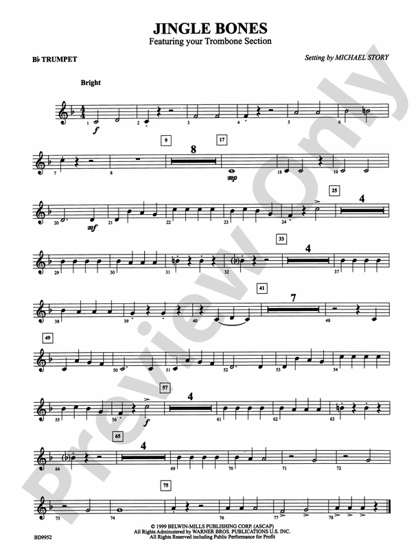 Jingle Bones: 1st B-flat Trumpet: 1st B-flat Trumpet Part - Digital Sheet Music Download