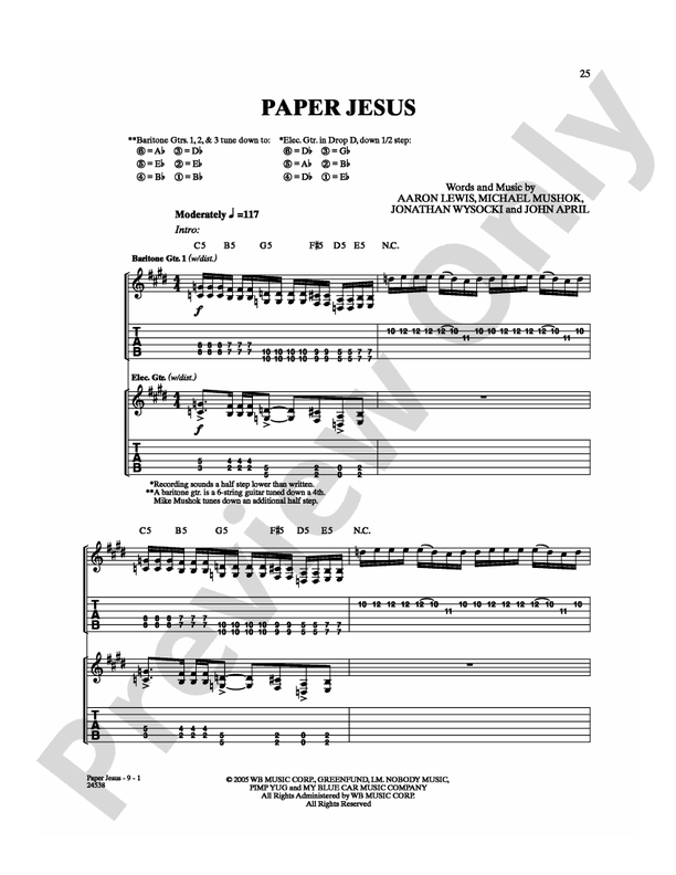 Paper Jesus: Guitar TAB: Staind - Digital Sheet Music Download