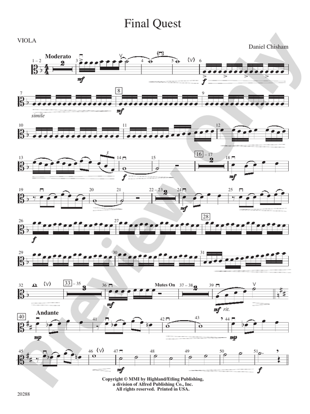 Final Quest: Viola: Viola Part - Digital Sheet Music Download