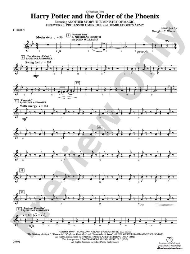 Harry Potter and the Order of the Phoenix, Selections From: 1st F Horn ...