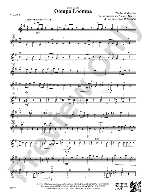 Oompa Loompa: 1st Violin: 1st Violin Part - Digital Sheet Music Download
