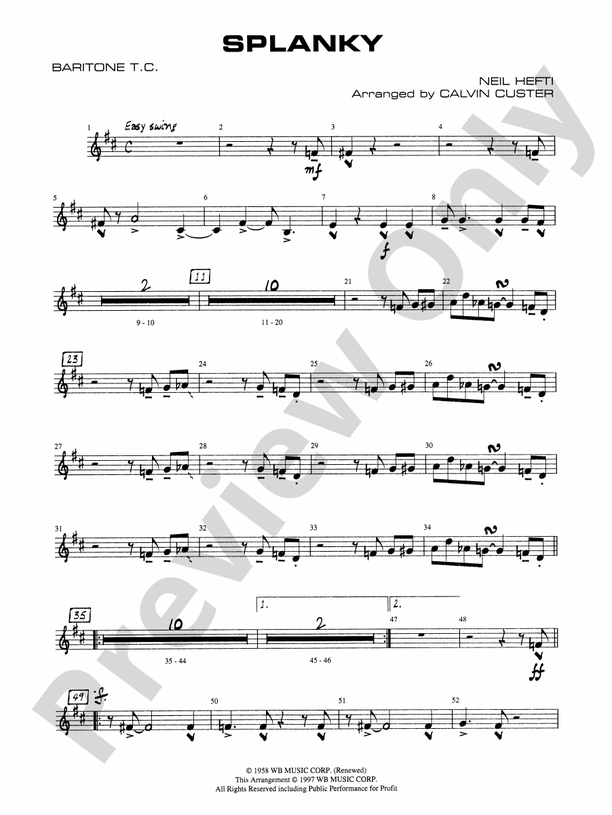 Splanky: Baritone T.C.: Baritone T.C. Part - Digital Sheet Music Download