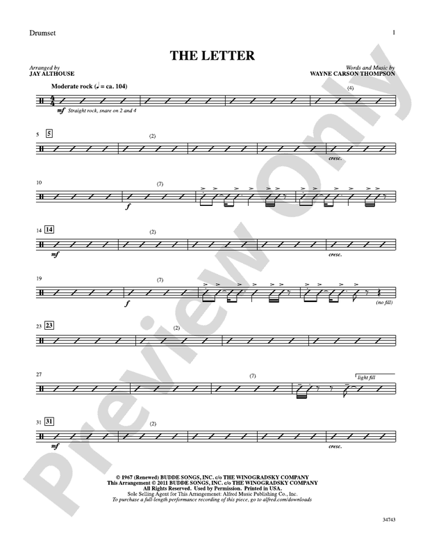 The Letter: Drums: Drums Part - Digital Sheet Music Download