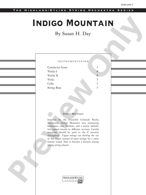 Indigo Mountain: Score: String Orchestra Score - Digital Sheet Music ...