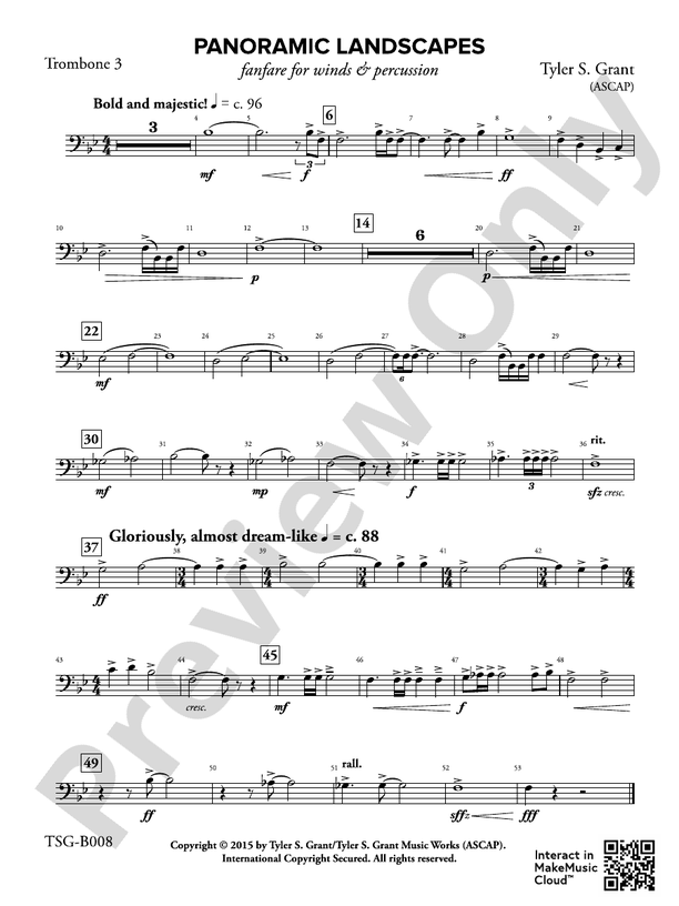 Panoramic Landscapes: 3rd Trombone: 3rd Trombone Part - Digital Sheet Music Download