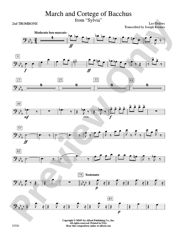 March and Cortege of Bacchus: 2nd Trombone: 2nd Trombone Part - Digital ...