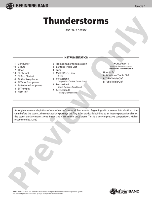 Thunderstorms: Score: Concert Band Score - Digital Sheet Music Download