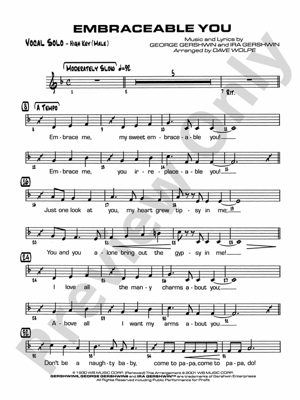 Embraceable You: Vocal Solo: Vocal Solo Part - Digital Sheet Music Download