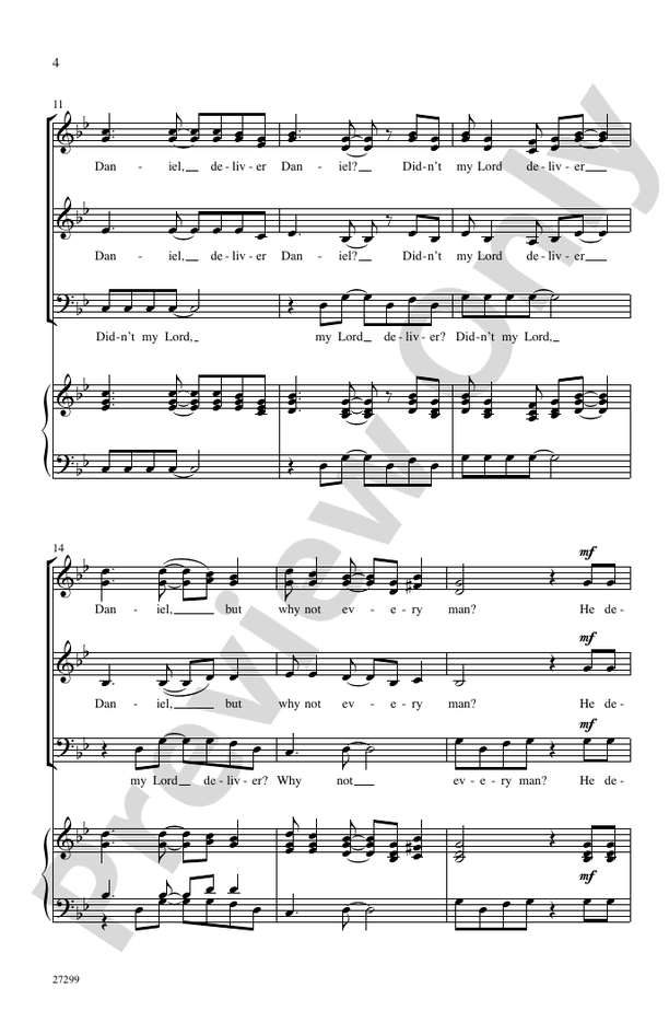 Didn't My Lord Deliver Daniel?: SSAB, a cappella Choral Octavo ...