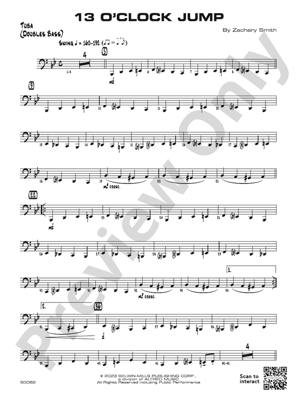 13 O'Clock Jump: Tuba: Tuba Part - Digital Sheet Music Download