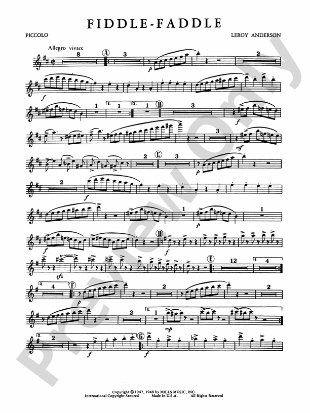 Fiddle-Faddle: Piccolo: Piccolo Part - Digital Sheet Music Download