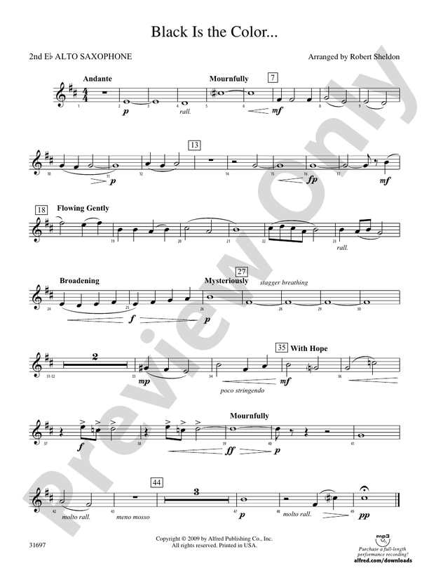 Black Is the Color...: 2nd E-flat Alto Saxophone: 2nd E-flat Alto ...
