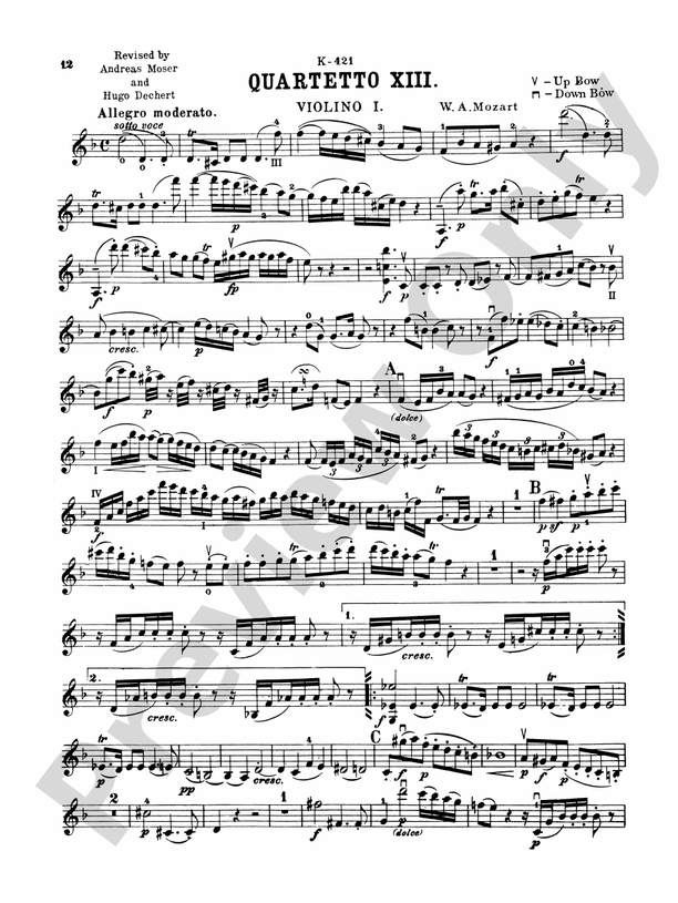 Ten Famous Quartets, K. 387, 421, 428, 458, 464, 465, 499, 575, 589 ...