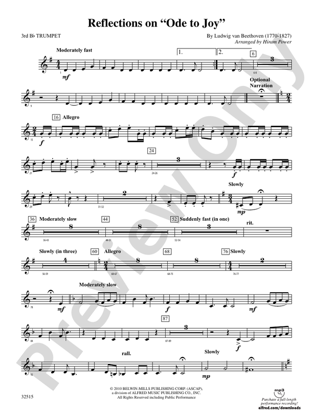 Reflections on "Ode to Joy": 3rd B-flat Trumpet: 3rd B-flat Trumpet ...