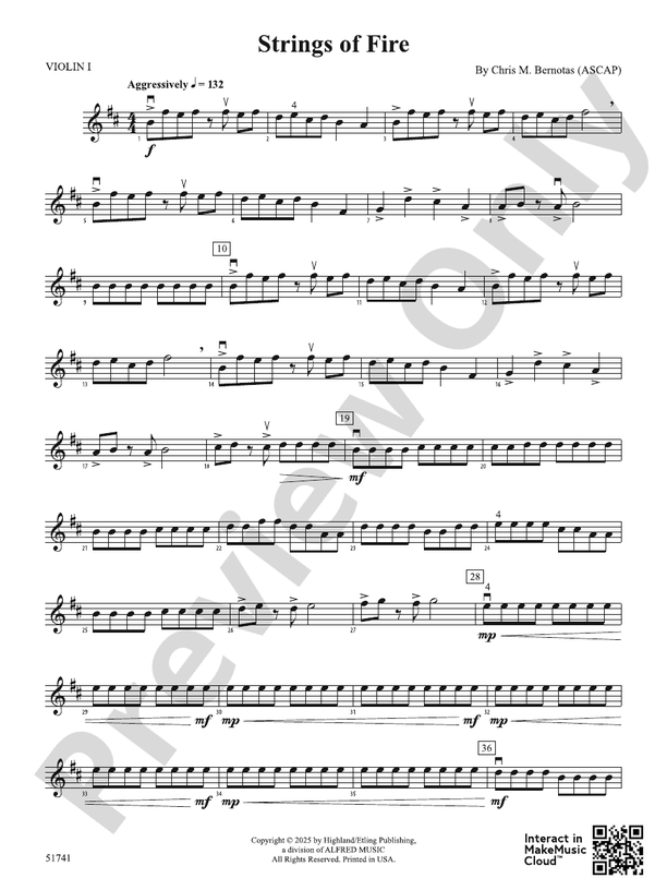 Strings of Fire: 1st Violin: 1st Violin Part - Digital Sheet Music Download