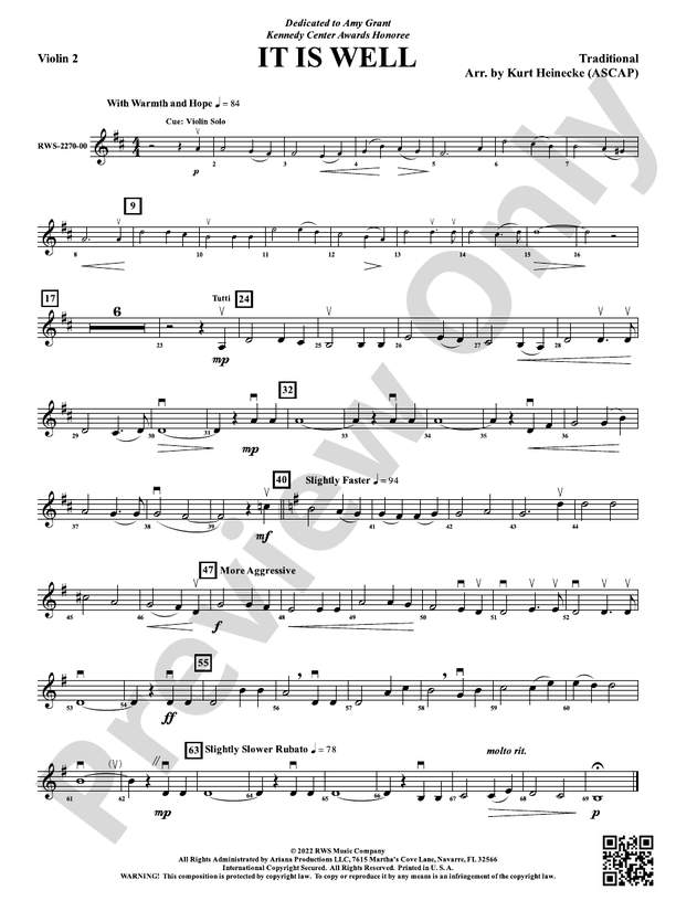 It Is Well: 2nd Violin: 2nd Violin Part - Digital Sheet Music Download