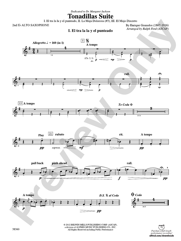 Tonadillas Suite 2nd E Flat Alto Saxophone 2nd E Flat Alto Saxophone