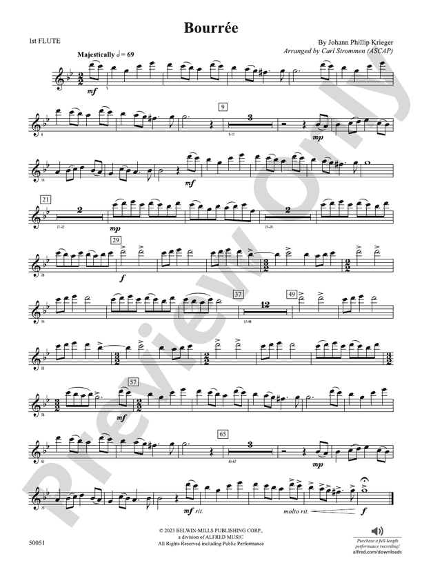 Bourrée: Flute: Flute Part - Digital Sheet Music Download