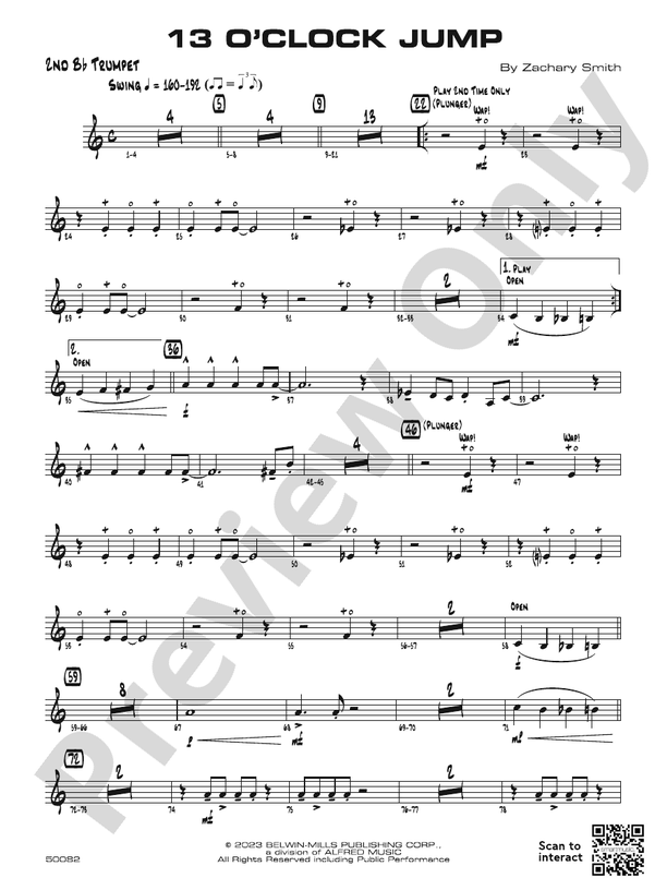13 OCLOCK JUMP/JFY: 2nd B-flat Trumpet: 2nd B-flat Trumpet Part - Digital Sheet Music Download