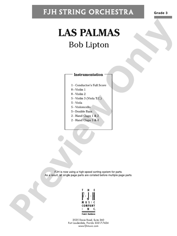 Las Palmas: Score: : Bob Lipton - Digital Sheet Music Download