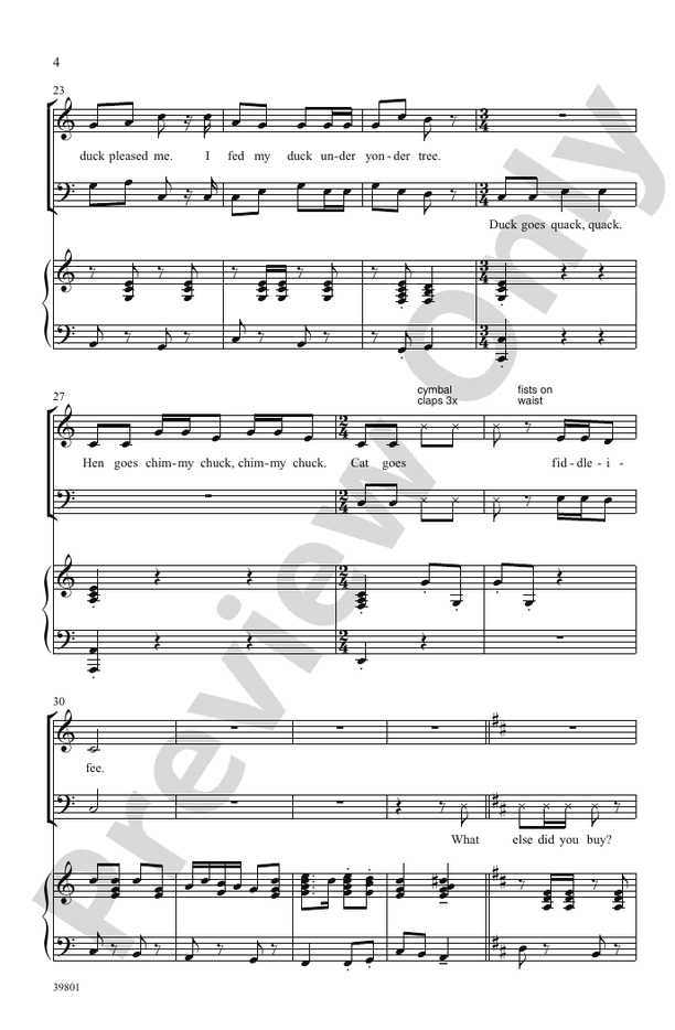 I Bought Me a Cat: SAB Choral Octavo - Digital Sheet Music Download