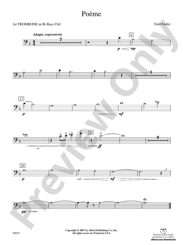 Poeme Wp 1st B Flat Trombone B C Wp 1st B Flat Trombone B C