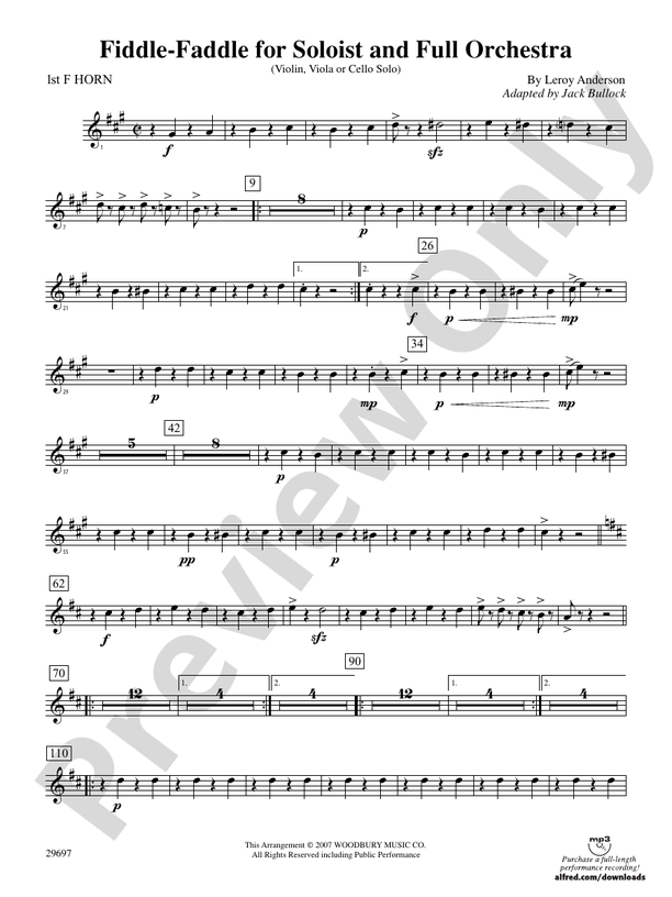Fiddle-Faddle for Soloist and Full Orchestra: 1st F Horn: 1st F Horn ...