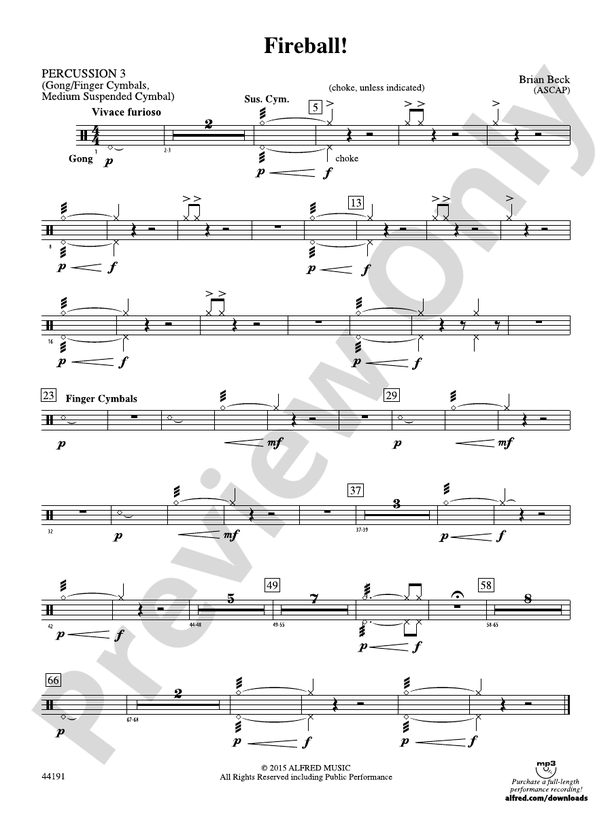 Fireball!: 3rd Percussion: 3rd Percussion Part - Digital Sheet Music ...