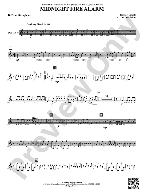 Midnight Fire Alarm: B-flat Tenor Saxophone: B-flat Tenor Saxophone ...