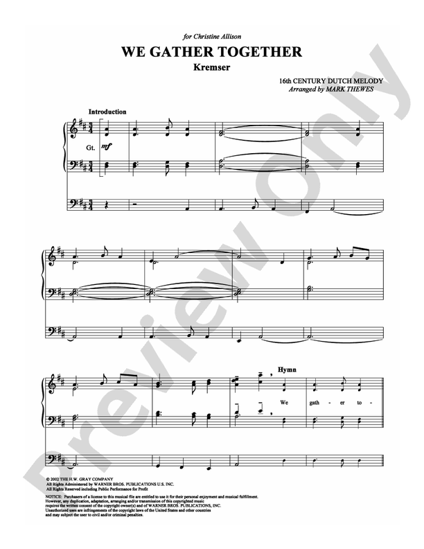 We Gather Together: Organ: Traditional - Digital Sheet Music Download