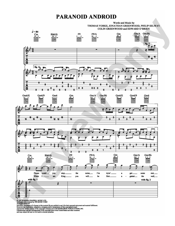 Paranoid Android: Guitar TAB: Radiohead - Digital Sheet Music Download