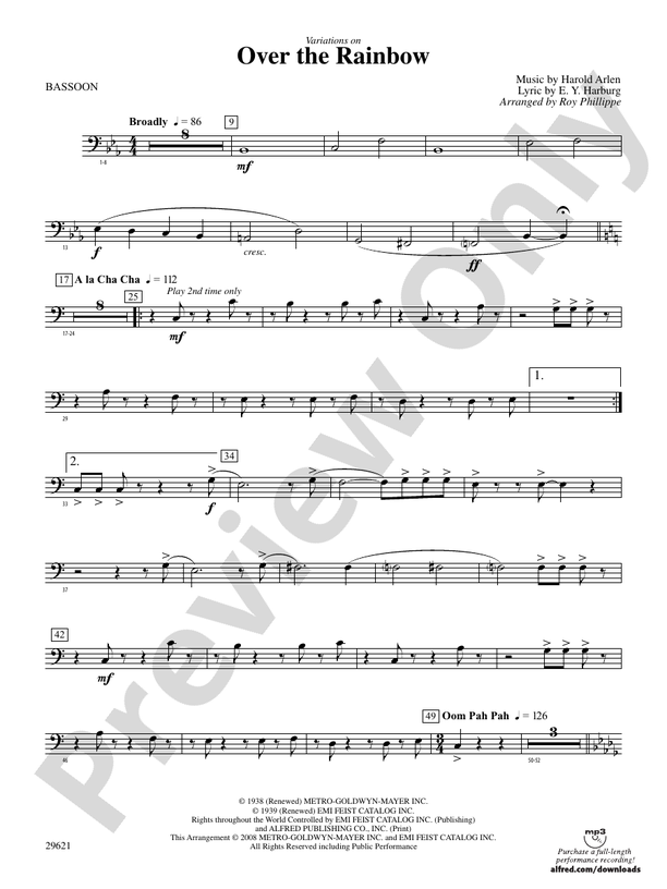 Over the Rainbow (from The Wizard of Oz), Variations on: Bassoon ...